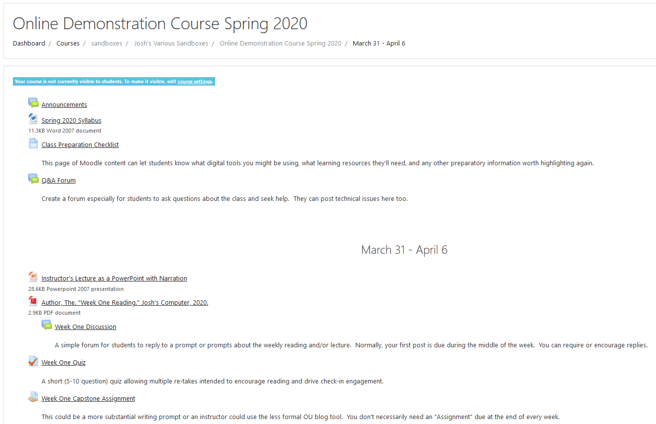How to Organize a Week of Online Learning in Moodle – Information ...